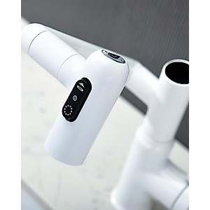 Lefton Rotatable Bathroom Faucet with Temperature Display in Fahrenheit (Batteries-Free), 3 Water Outlet Modes, White, BF2204-4