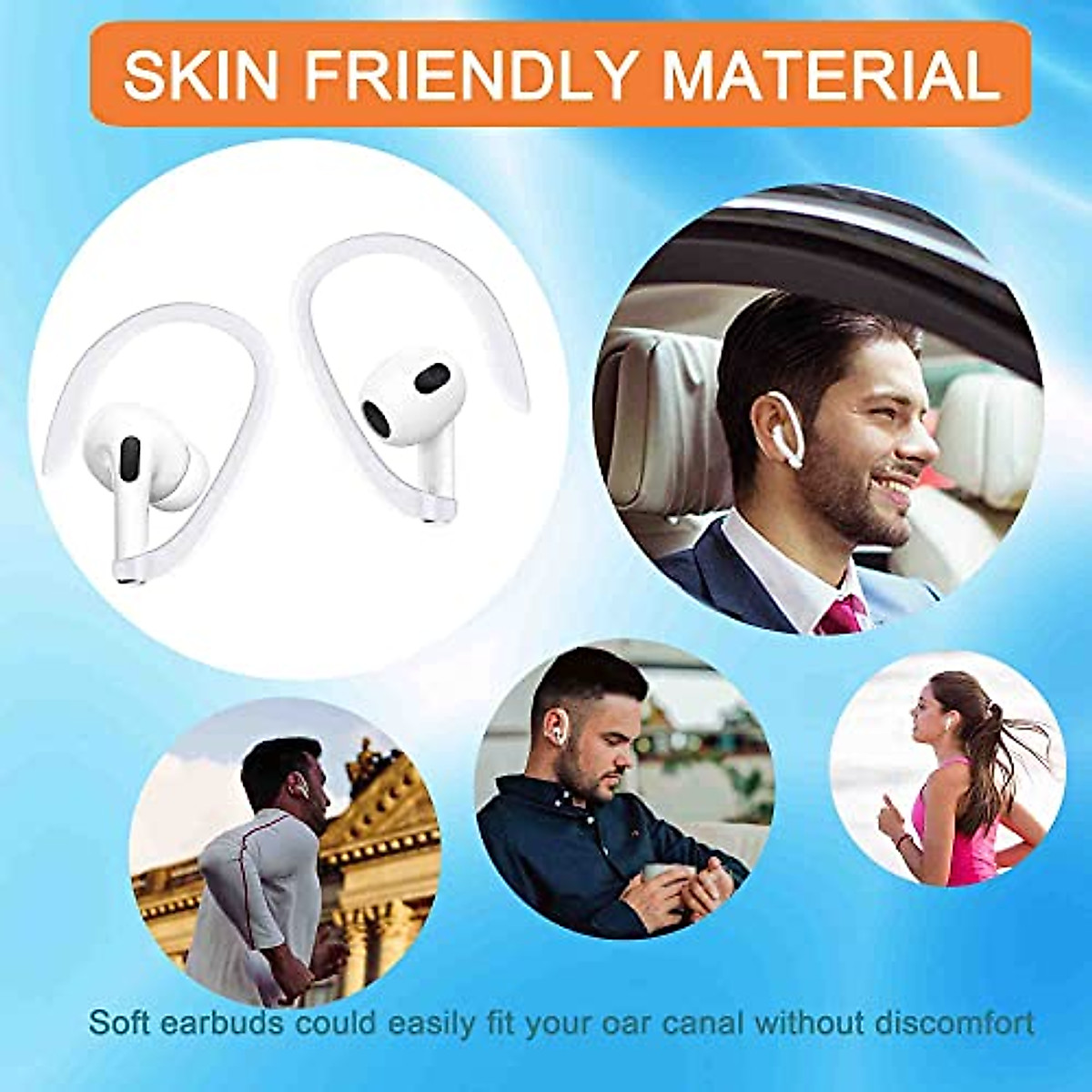 Ear Hooks for AirPods 3, 3 Pairs Professional Anti-Drop Silicone Earbuds Tips Hook Compatible with Apple AirPods 1 & 2 & 3 and AirPods Pro (2W1B)