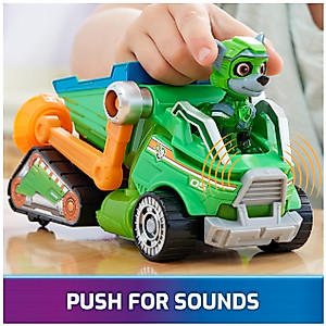 Paw Patrol: The Mighty Movie, Toy Garbage Truck Recycler with Rocky Mighty Pups Action Figure, Lights and Sounds, Kids Toys for Boys & Girls 3+