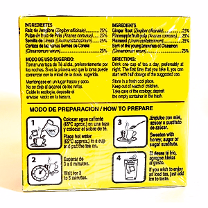 Tea CHUPA Panza, Tea Based ONGINGER Root, PINNEAPPLE, Flaxseed & Cinnamon (30 Tea Bags/0.10 oz Each)