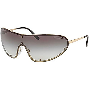 Prada PR 73VS ZVN0A7 Gold Metal Oval Sunglasses Grey Gradient Lens