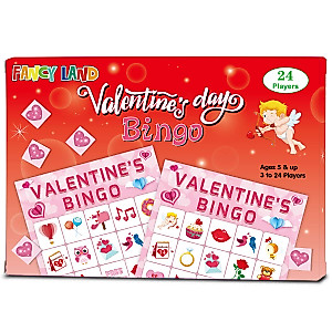 Valentine's Day Bingo Game for Kids 24 Players Valentine Party Game