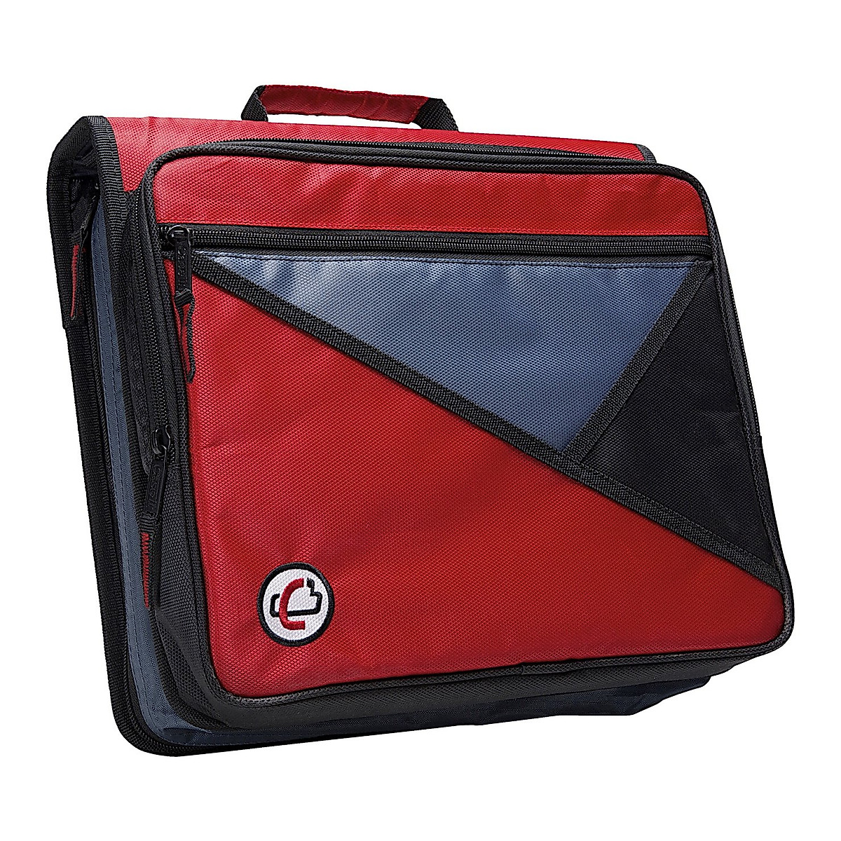 Case-it The Universal Zipper Binder - 2 Inch O-Rings - Padded Pocket that holds up to 13 Inch Laptop/Tablet - Multiple Pockets - 400 Page Capacity - Comes with Shoulder Strap - Red LT-007