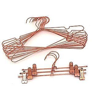 10Pack Koobay 13" Children Rose Copper Gold Shiny Metal Wire Top Clothes Hangers for Shirts Coat Storage & Display