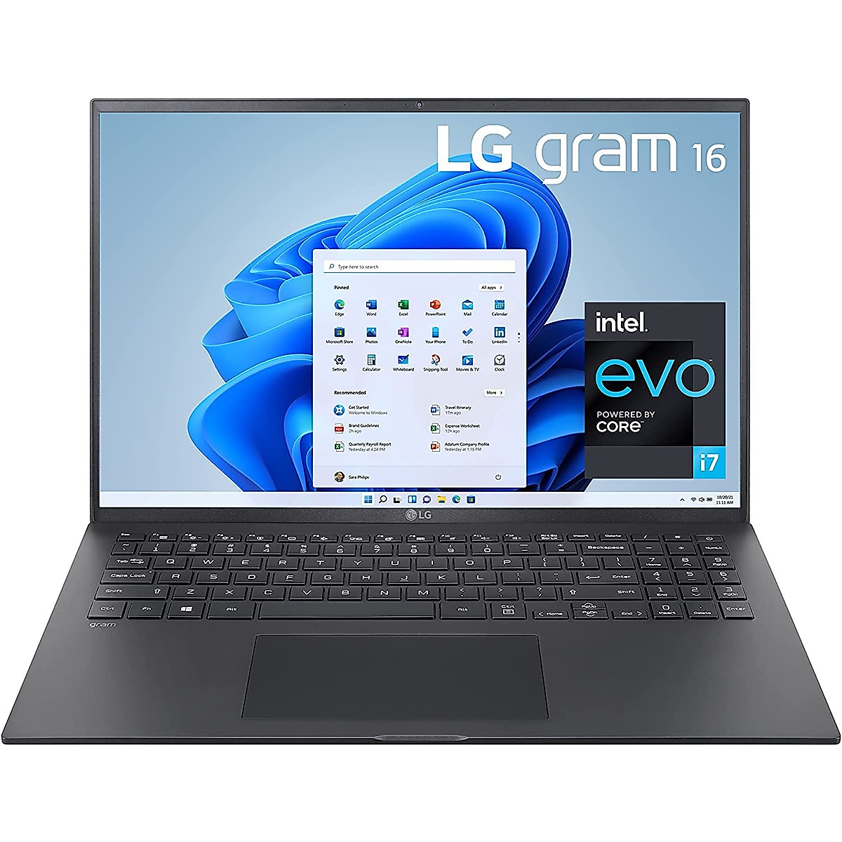 LG gram 16Z90P Laptop 16" IPS Ultra-Lightweight, (2560 x 1600), Intel Evo 11th gen Core i7, 16GB RAM, 256GB SSD, Upgradeable Windows 10 Home, Alexa Built-in, 2X USB-C, HDMI, USB-A - Black