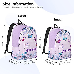 J&SBGFT Personalized Butterfly Backpack for Girls, Custom Backpacks with Names, Customized Book Bags for Kids Girls, Bags for Kids Back to School 15in