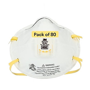 3M Particulate Respirator 8210V with Cool Flow Valve, Smoke, Grinding, Sanding, Sawing, Sweeping, Woodworking, Dust, 80/Pack