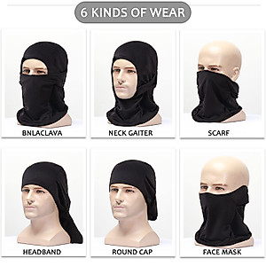 Balaclava Uv Protection,Men and Women Sun Cooling Neck Gaiter Adjustable Windproof Hood,Motorcycle,Cycling,Climing,Running Black