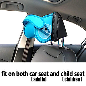 Adjustable Child Car Seat Head Support, Universal Suitable for Both Children and Adults, Head Protect Pad on Child Car Seat, Safety Car Sleeping Headrest for Child, Infants, Toddlers and Adults (Blue)