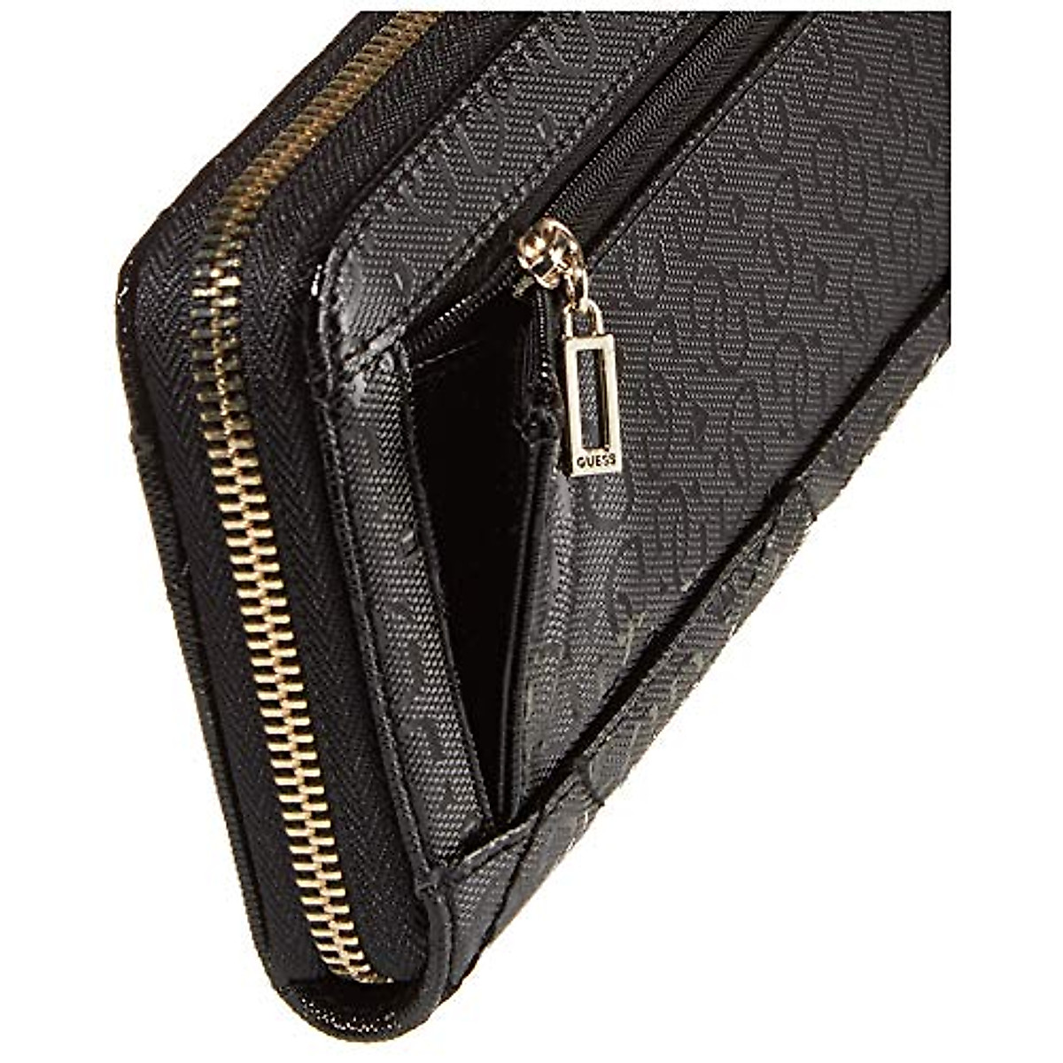 GUESS womens Dilla Large Zip Around Wallet, Black, One Size US