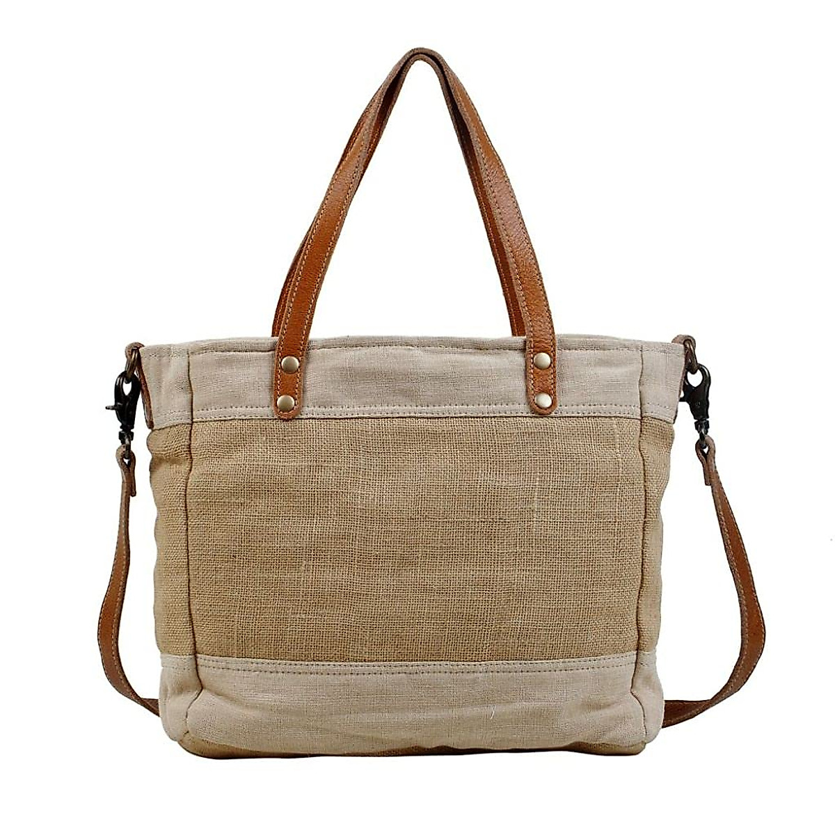Myra Bag Sustainable Organic Fabric Market Bag Upcycled Cotton & Leather S-2887