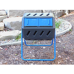 FCMP Outdoor IM4000-DD Dual Chamber Tumbling Composter with Double Doors (Blue) Canadian-Made, 100% Recycled Resin