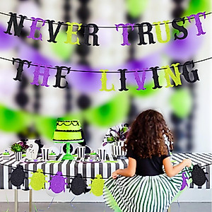 Beetle Birthday Party Banner Decorations, Glitter NEVER TRUST THE LIVING Halloween Christmas Beetle Themed Party Banner Supplies, Xmas Birthday Party Baby Shower New Year Holiday Party Banner Decor