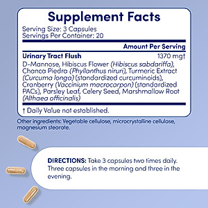 UT-Fem Solution - Fast-Acting Urinary Tract Flush for Women, Proactive UTI Support, Promotes Cleansing & Comfort, Clinical-Strength D-Mannose, Cranberry, and Natural Ingredients - 60 Vegan Capsules