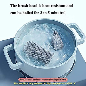 Silicone Soft Touch Bottle Brush, Baby Bottle Cleaning Brush, Long Handle Kitchen Cleaner Silicone Brush for Washing Glass, Baby Bottles, Mugs, Narrow Neck Water Sport Bottles, Set of 3(Blue)