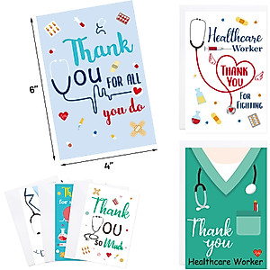Fancy Land Healthcare Workers Thank You Card Medical Appreciation Cards for Nurses Graduation 12Pcs