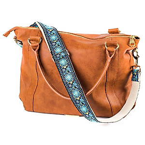 Art Tribute Blue Vintage Handbag Strap & Purse Strap Replacement Jacquard Woven Embroidered Guitar Strap Styled Shoulder & Crossbody Strap - Adjustable Bag Strap For Tote And Messenger Bags