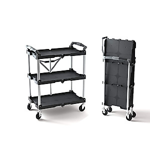 Olympia Tools 85-188 Pack-N-Roll Folding Collapsible Service Cart, Black, 50 Lb. Load Capacity per Shelf | COSCO Shifter Multi-Position Folding Hand Truck and Cart, Green