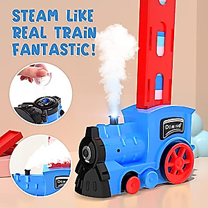 Kids Games Domino Train Toys,200PCS Automatic Domino Train Toy for Boys 4-6,Toddler Toys Train Domino Stacker with Steam,Light,Storage Bag,Dominoes for Kids Creative Birthday Gifts Boys,Girls Age 3-6