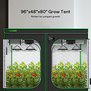 VIVOSUN S848 4x8 Grow Tent, 96"x48"x80" High Reflective Mylar with Observation Window and Floor Tray for Hydroponics Indoor Plant for VS4000/VSF4300