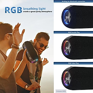 Bluetooth Speakers, 40W Wireless Portable Speaker IPX7 Waterproof with Loud Stereo, Deep Bass, LED Lights, Bluetooth 5.2 Speaker for Party, Shower, Birthday and Festival Gift (Black)