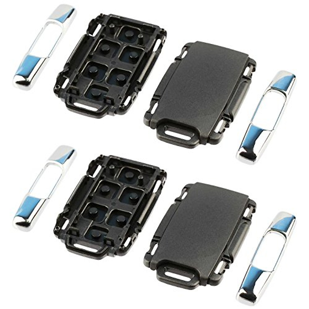 Just the Case Keyless Entry Remote Key Fob Shell for Chevy Silverado Colorado GMC Sierra (M3N-32337100 Chrome), Set of 2