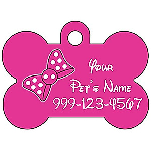 uDesignUSA Cute Pink Minnie Bow Pet Id Dog Tag Personalized for Your Pet