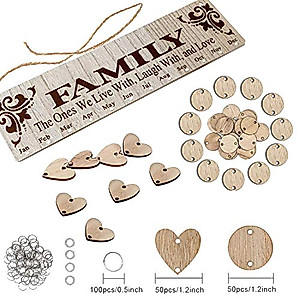Family Birthday Calendar Board DIY Wooden Birthday Reminder Wall Hanging Calendar Plaque for Mom Dad with 100 Piece Wooden Discs