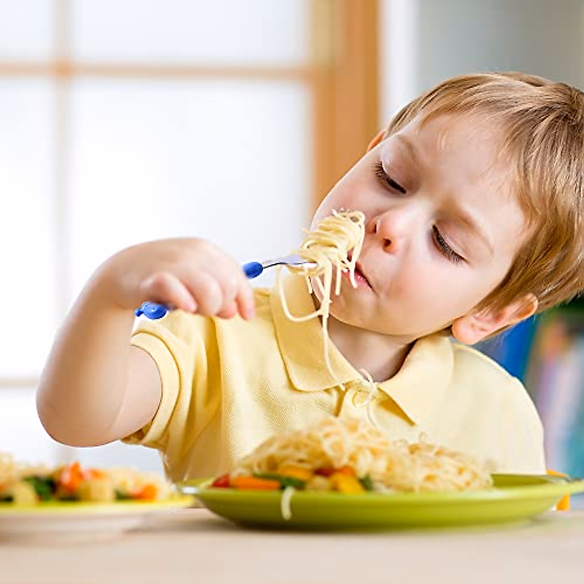 FUNNUO 2 Cartoon Toddler Utensil Sets, Kid Spoon and Fork Set, Stainless Steel Toddler Safe Silverware Set for Children Self-Feeding with Travel Carrying Case BPA Free