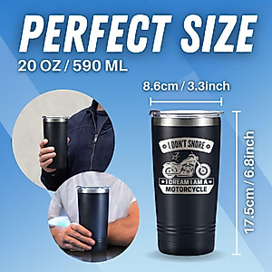 Onebttl Motorcycle Gifts for Men, I Don't Snore I Dream I'm a Motorcycle, Tumbler Travel Coffee Mug, Dad Grandpa Biker Rider, Stainless Steel 20oz/590ml - Design C