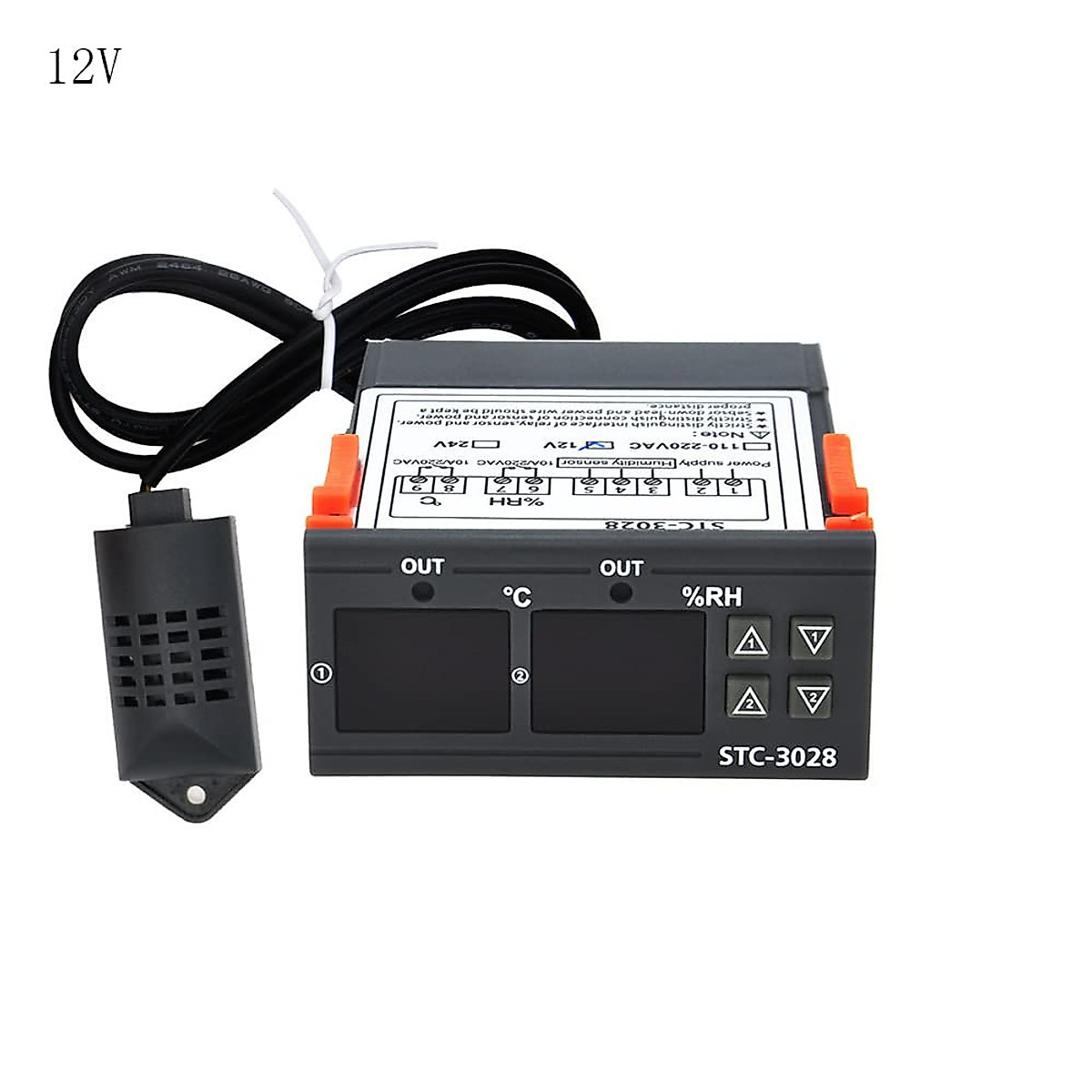 STC-3028 AC 220V DC 12V 24V Dual Digital Thermostat Temperature Humidity Controller Thermometer Hygrometer Incubator Controller (110-220V)