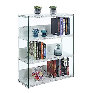Convenience Concepts SoHo 4 Tier Wide Bookcase, White Faux Marble