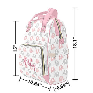 Pink Gray White Elephants Diaper Bags Backpack Personalized Baby Bag Nursing Nappy Bag Travel Tote Bag Gifts