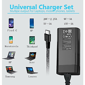 90W Type C Laptop Charger, Universal 20V 4.5A Chromebook Adapter for Dell Latitude 5420 5520 7420 5400 7300 7389 5430 5530 7430 7390 ; Dell XPS 13 12 9320; Precision 5530 2in1, 3540, 3550, 5550, 5750