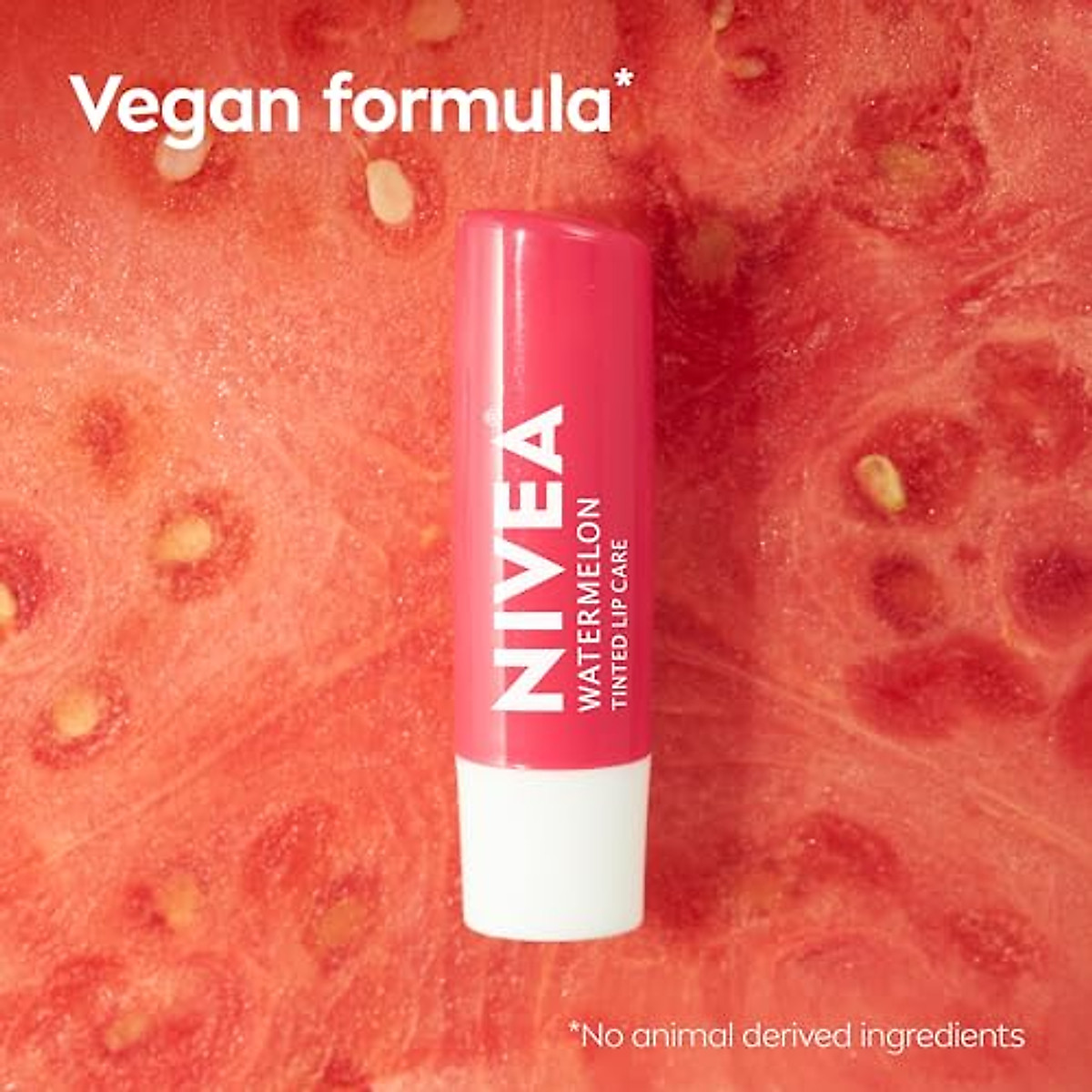 NIVEA Watermelon Lip Care, Tinted Lip Balm Pack with Shea Butter, Nourishing Oils and Vitamin C & E, 3-in-1 Moisture, Repair and Color, 0.17 Oz Stick, Pack of 4