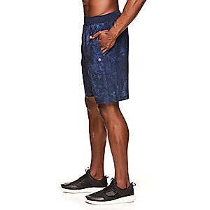Gaiam Men's Yoga Shorts - Athletic Gym Running and Workout Shorts with Pockets - Warrior Navy Camo, Small
