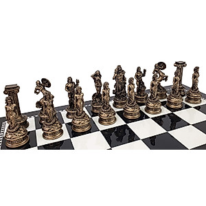 Greek Mythology Olympus Gods Zeus vs Poseidon Set of Chess Men Pieces Bronze and Pewter Color - NO Board