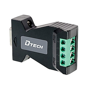 DTECH RS232 to RS485 Converter Serial Adapter with 4 Position Terminal Block for Long Haul Data Communication Supports 600W Anti-Surge