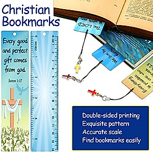 30 Pieces Christian Bookmarks for Kids Bible Verse Bookmarks with Cross Pendants Scripture Inspirational Quotes Bookmarks School Gifts Church Supplies for Kids Teens Adult Teachers