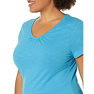 Hanes Women's Shirts, Slub Cotton Shirred V-Neck Tee, Cotton T-Shirts for Women, Women’s Tee Shirts
