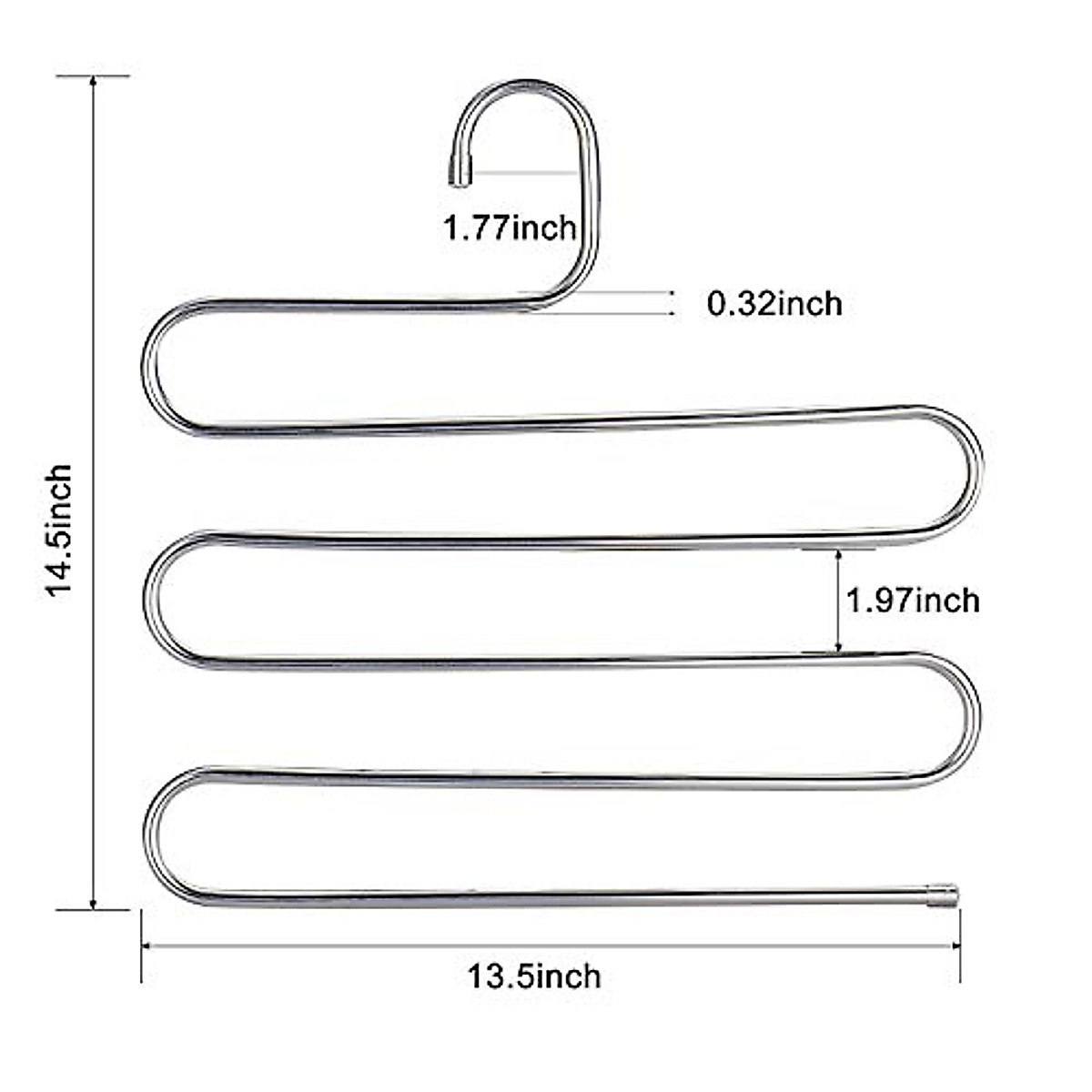 Pants Hangers S-Shape Trousers Hangers Stainless Steel Clothes Hangers Space Saving Closet Organizer for Pants Jeans Scarf (4-Pieces)