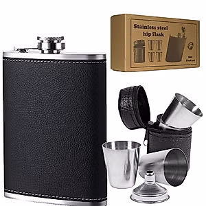 Generic Hip Flask, 8oz Stainless Steel Flask for Liquor, Leather Flask Gift Set (Leakproof, Rustproof)