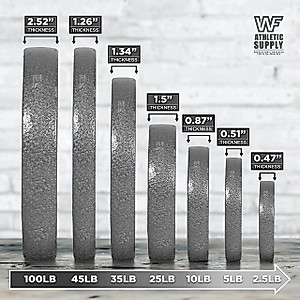 WF Athletic Supply 290lb & 300lb & 555lb Traditional/Classic Olympic Weight Plates Set with 7 ft. Olympic Barbell, Great for Strength Training, Weightlifting, Bodybuilding & Powerlifting