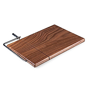 TOSCANA - a Picnic Time Brand Meridian Black Walnut Cutting Board with Cheese Slicer 12 x 10 x 12