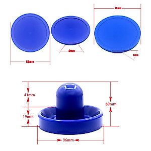 BQSPT Air Hockey Pucks and Paddles,Air Hockey Pushers and Pucks, Handles Paddles Replacement Accessories (4 Striker 96mm with Pads, 8 Pucks 64mm Thick and Thin)
