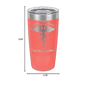 LaserGram 20oz Vacuum Insulated Tumbler Mug, Veterinarian, Personalized Engraving Included (Coral)