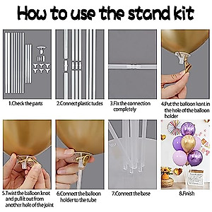 4 Sets Balloon Stands Kit For Table Purple Gold Balloons Holder Sticks With Base Centerpiece Birthday Party Baby Shower Wedding Decoration