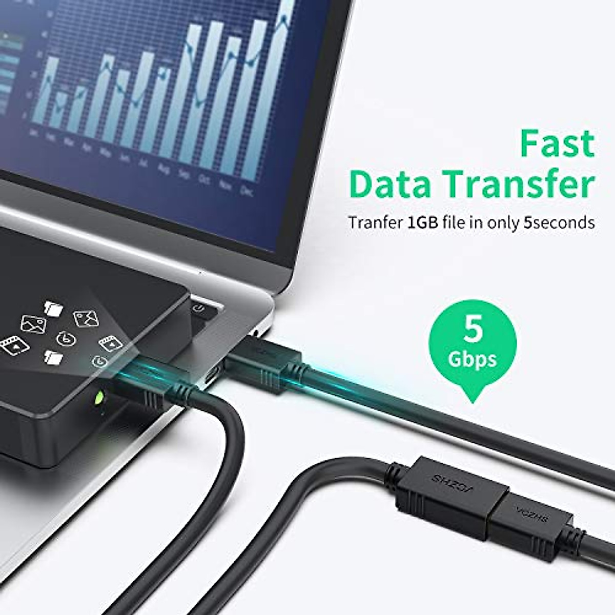 USB Extension Cable 20 ft - VCZHS USB 3.0 Extension Cable USB Male to Female Extension Cable for USB Flash Drive, Card Reader, Hard Drive, Keyboard,Mouse,Playstation, Xbox, Printer, Webcam