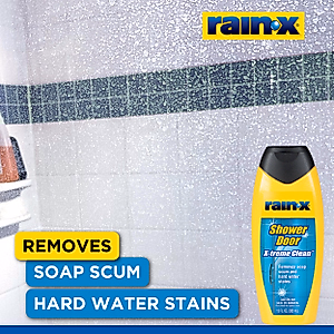 Rain-X 630035 X-Treme Clean Shower Door Cleaner, 12 Fl. Oz, Formulated To Clean Glass Shower Doors - Easy To Use, Removes Soap Scum, Dirt, Hard Water Build-up, Calcium, Lime And Rust Stains