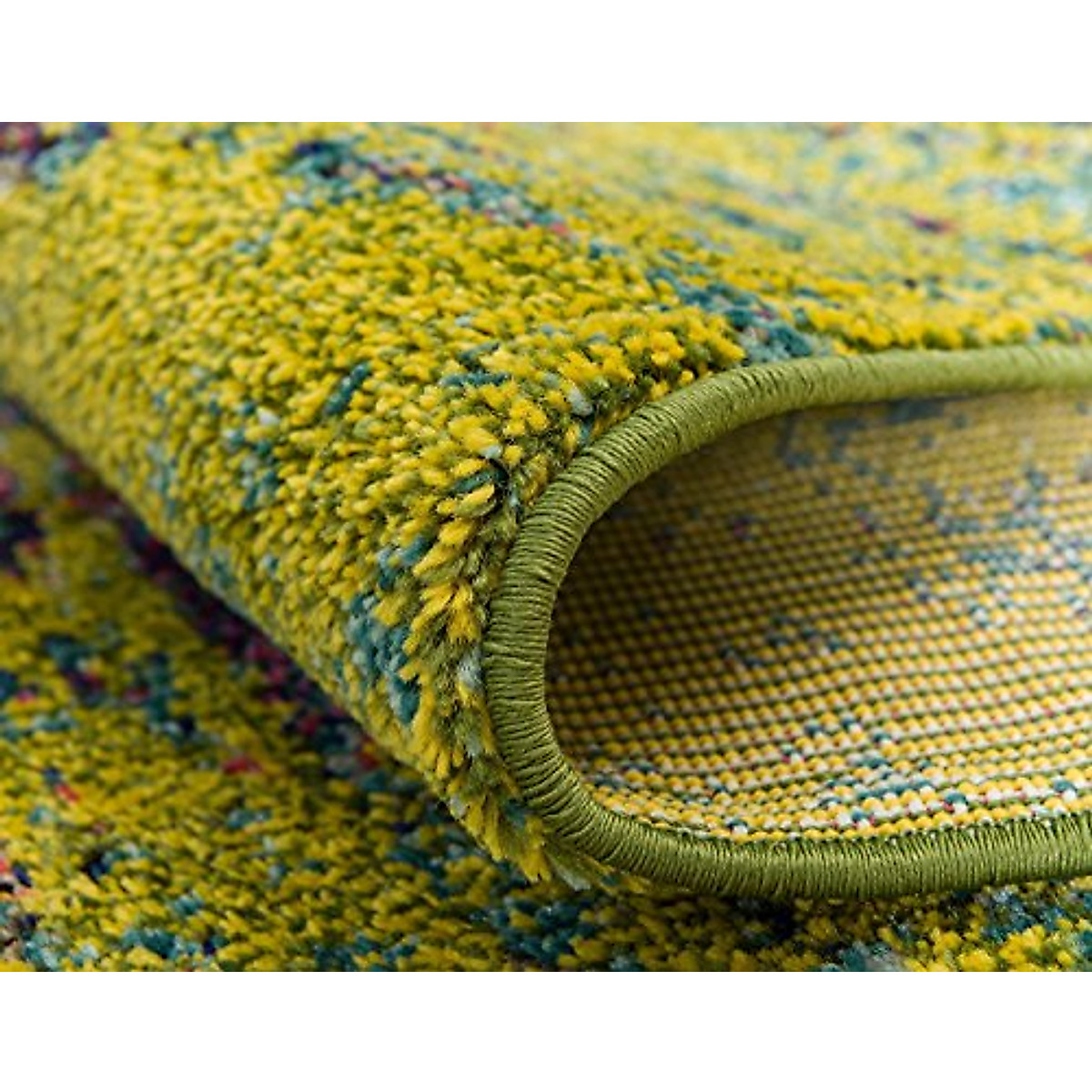 Unique Loom Vita Collection Saturated Over-Dyed Traditional Gradient Area Rug, 2 ft 2 in x 3 ft, Olive/Yellow